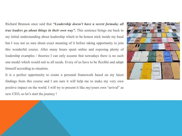 My personal approach to 21st century Leadership (DP) | PPT