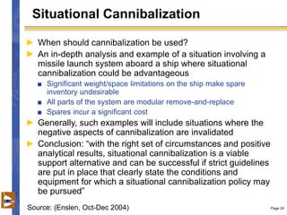 Cannibalization as a Sustainment Strategy NDIA | PPT