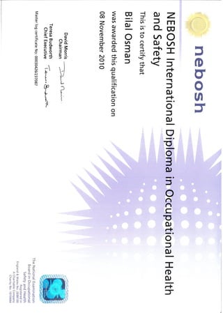 Bilal - NEBOSH Diploma Certs | PDF
