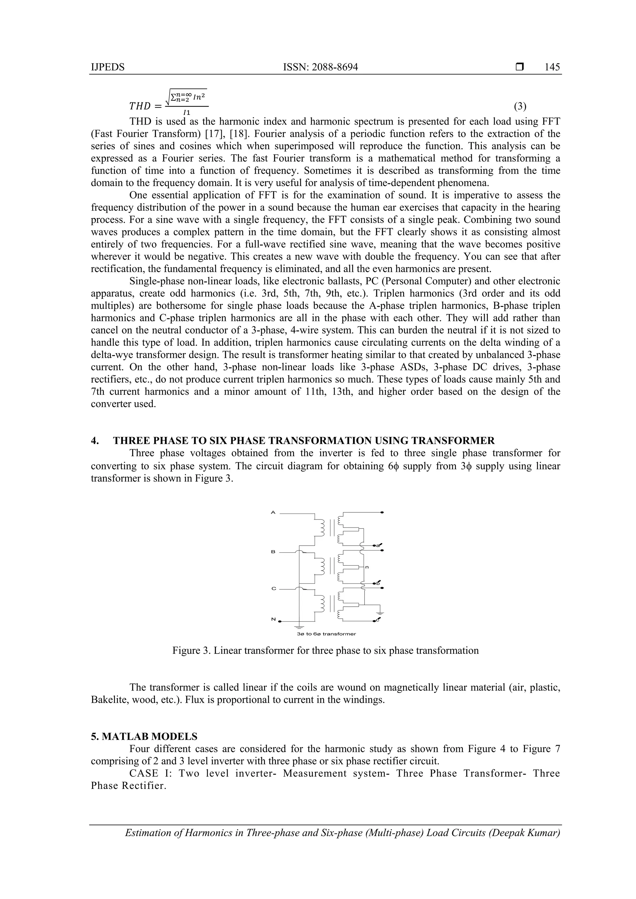 Estimation of Harmonics in Three-phase and Six-phase (Multi- phase) Load Circuits | PDF