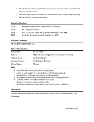 Kuldeep Singh _ Updated Resume | PDF
