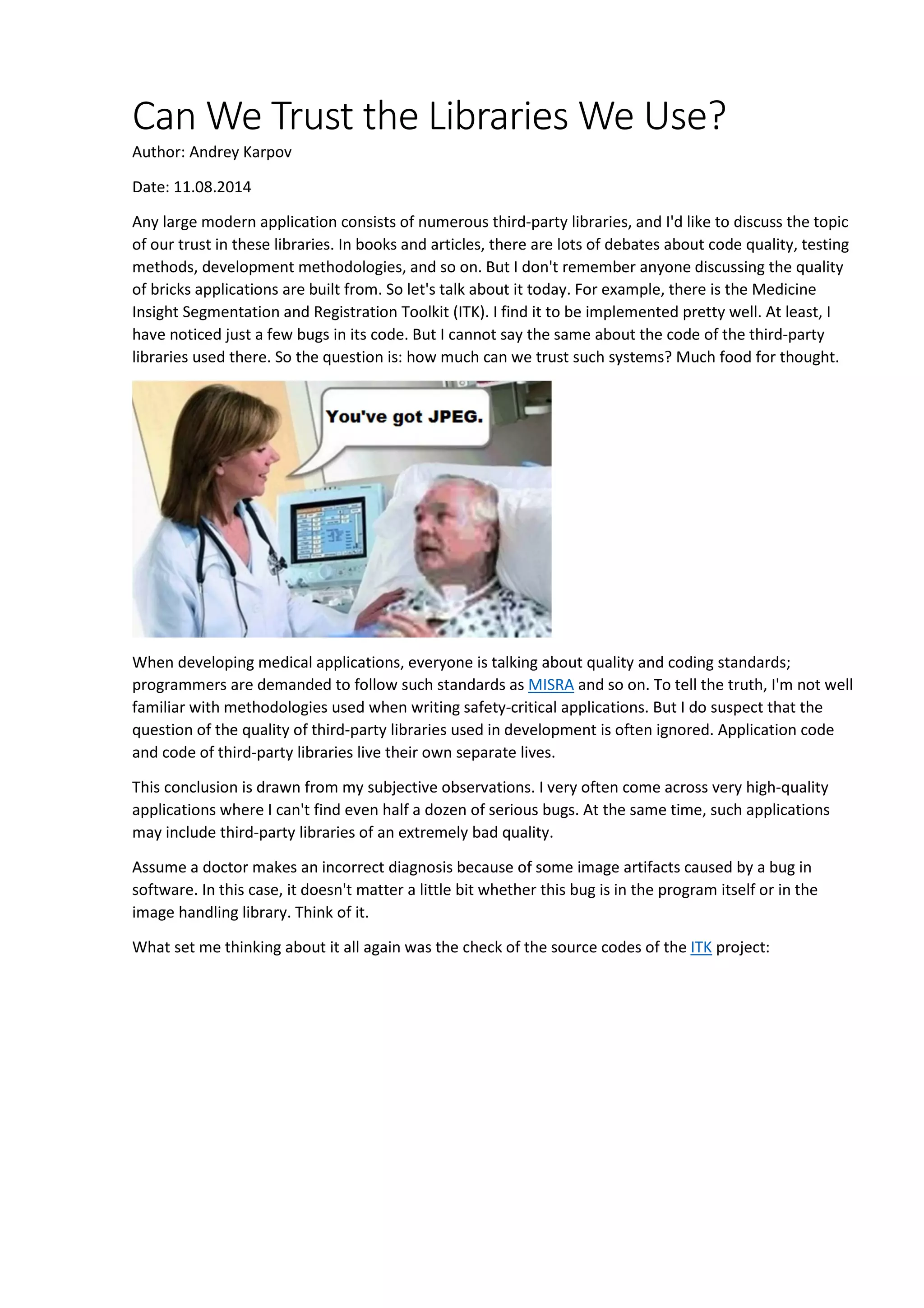 Can We Trust the Libraries We Use? | PDF