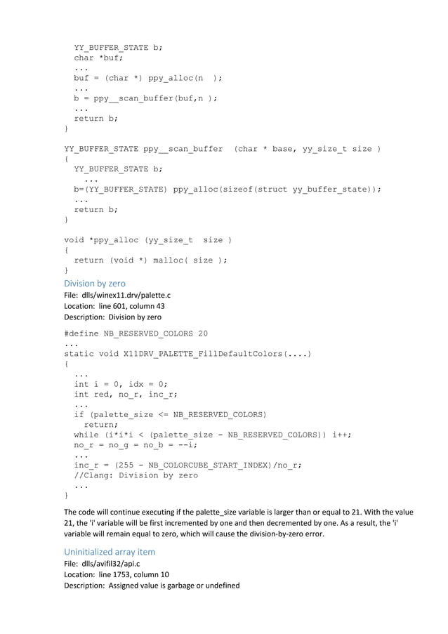 Checking Wine with PVS-Studio and Clang Static Analyzer | PDF