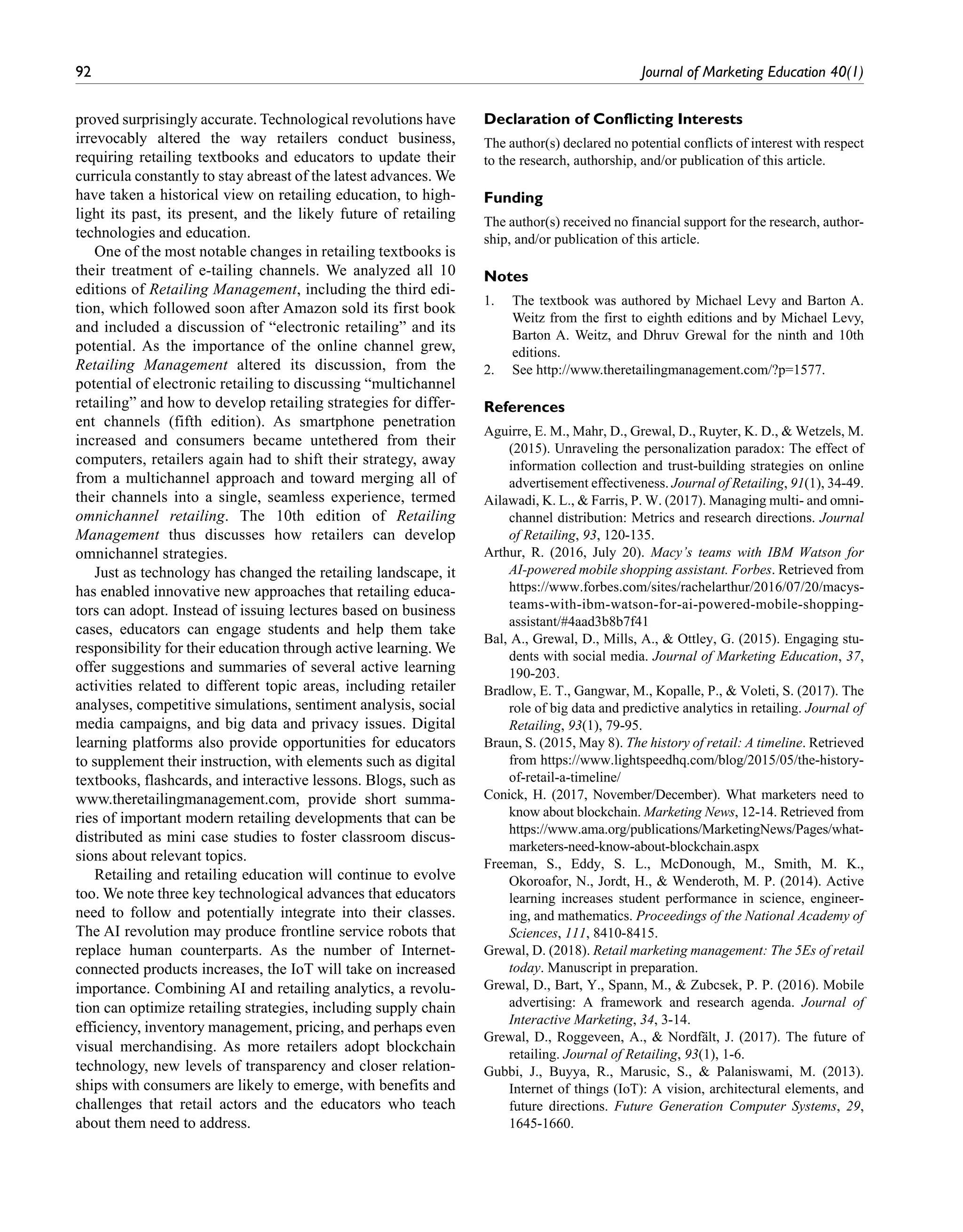 The Evolution and Future of Retailing and Retailing Education de Dhruv ...
