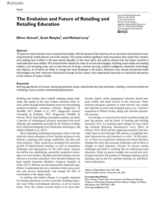 The Evolution and Future of Retailing and Retailing Education de Dhruv ...
