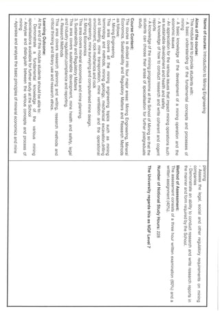 MINN0104 - Introduction to Mining Engineering | PDF
