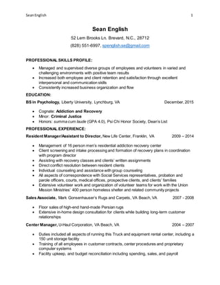 Sean English - Resume | DOCX