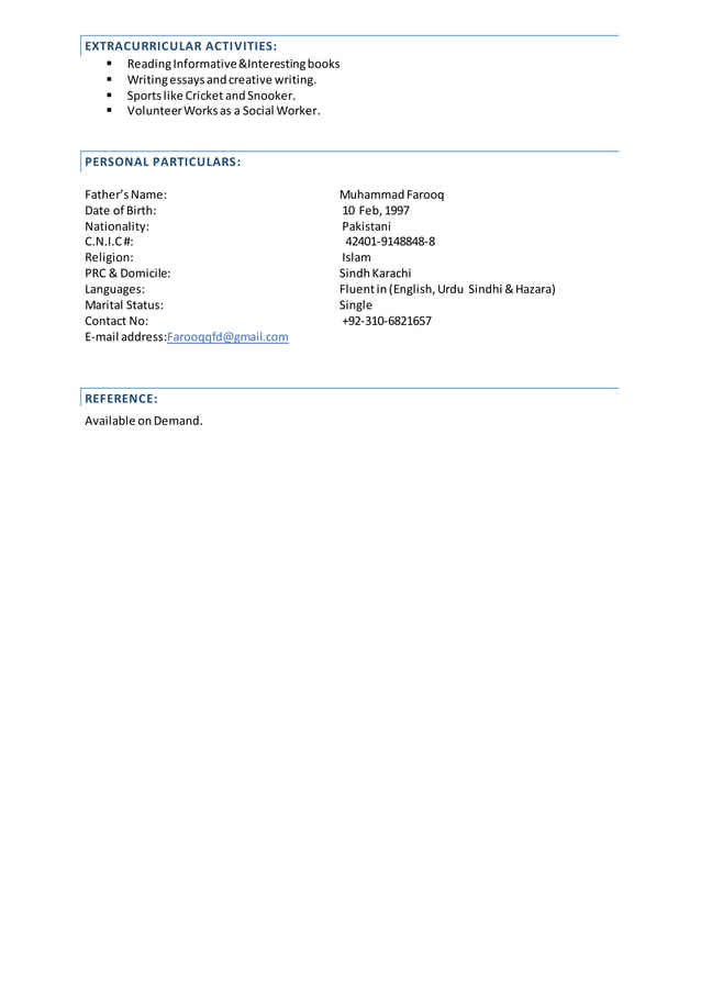 Resume of Ahsan Khan | DOCX