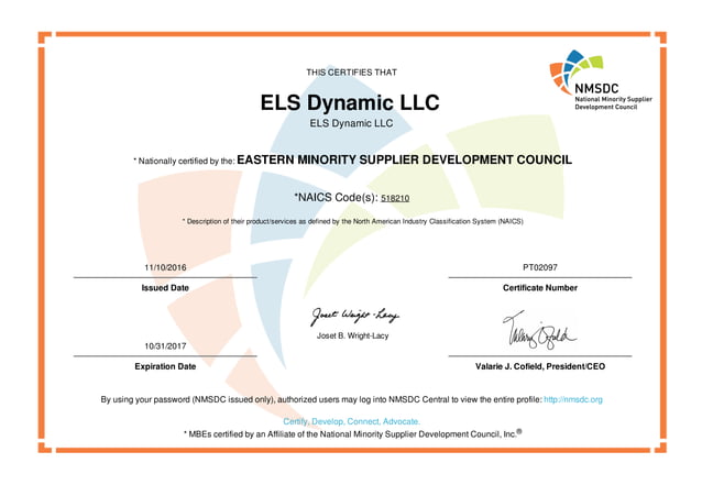 ELS Dynamic LLC Certificate[1] | PDF