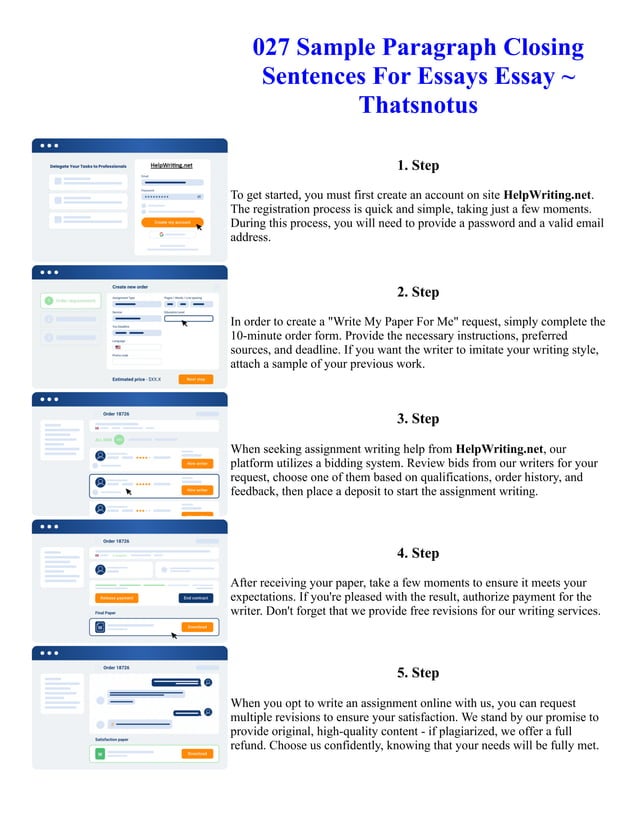 027 Sample Paragraph Closing Sentences For Essays Essay Thatsnotus | PDF