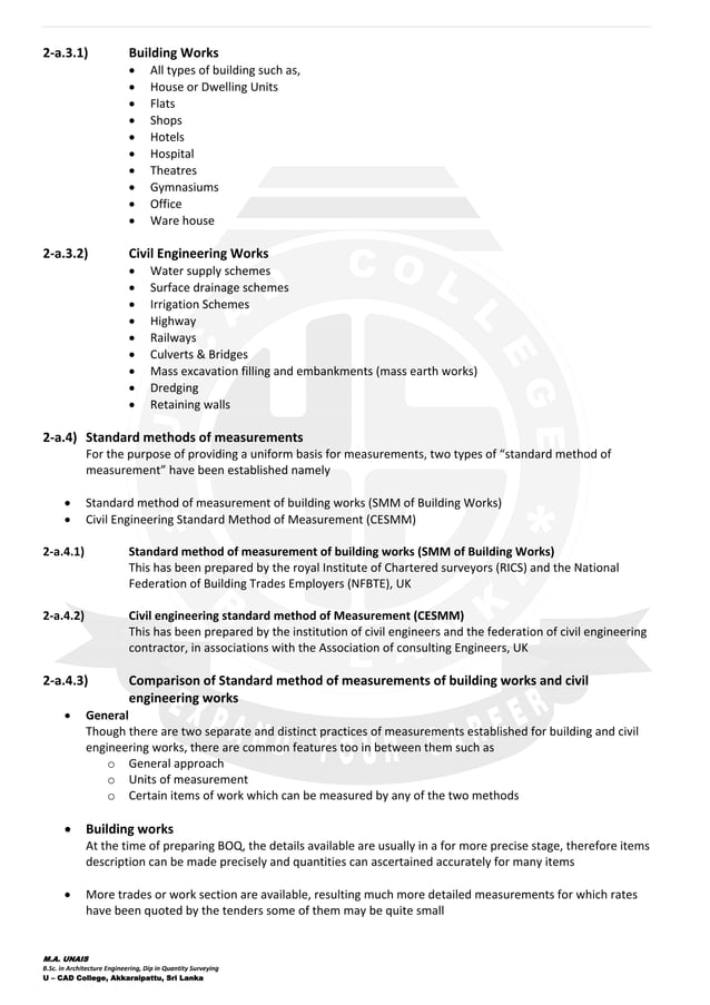 Quantity Surveyors (Practice) | PDF