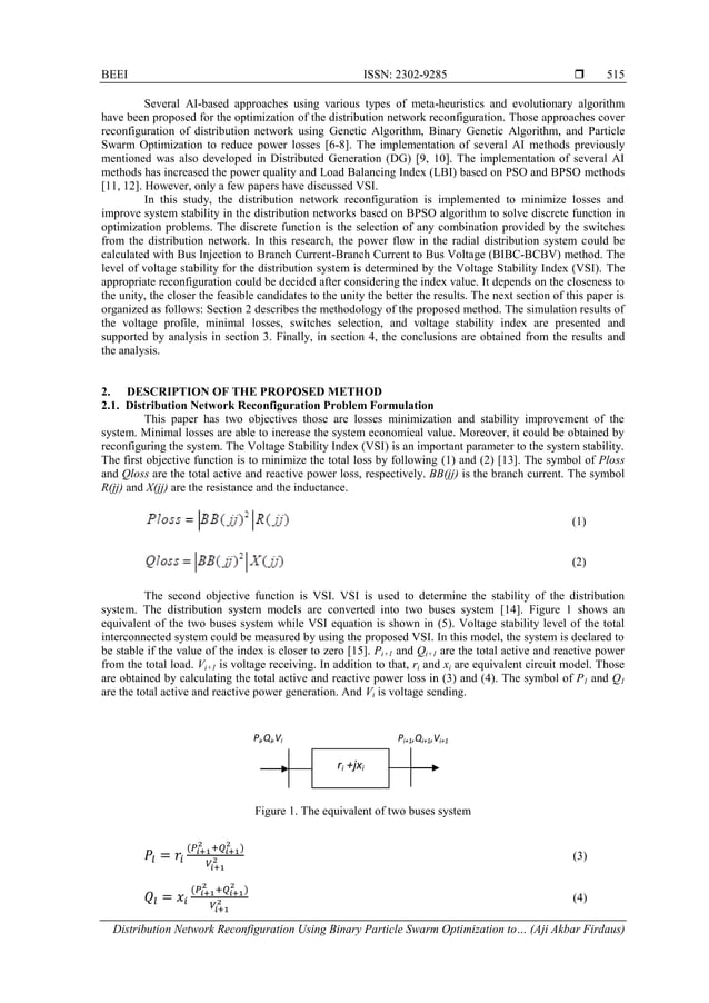 Distribution Network Reconfiguration Using Binary Particle Swarm Optimization To Minimize Losses