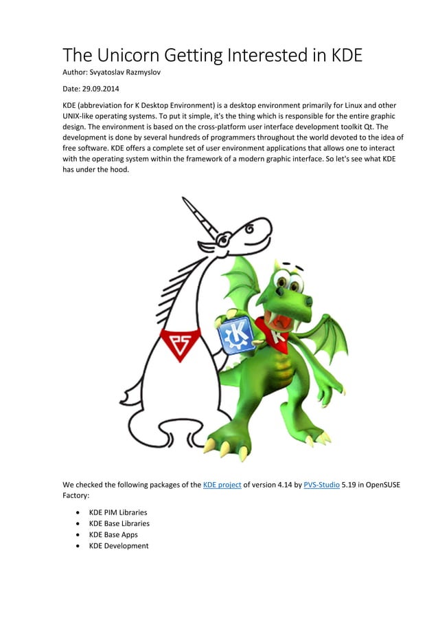 The Unicorn Getting Interested in KDE | PDF