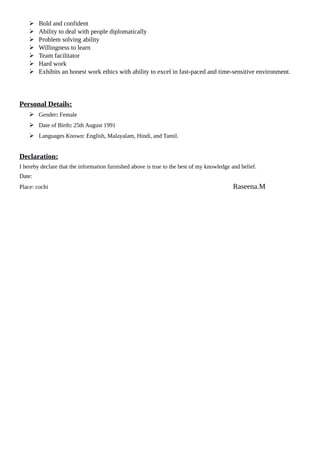 Raseena_Resume_feb_2017 | PDF