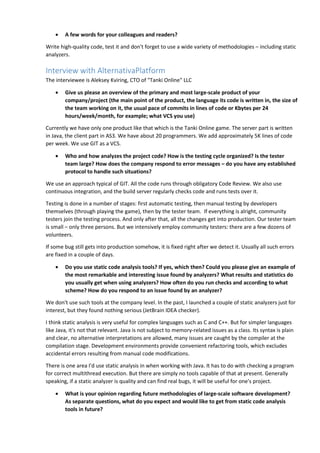 Three Interviews About Static Code Analyzers | PDF | Web Development | Internet