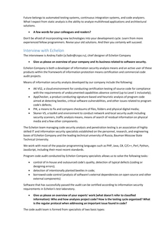 Three Interviews About Static Code Analyzers | PDF | Web Development | Internet