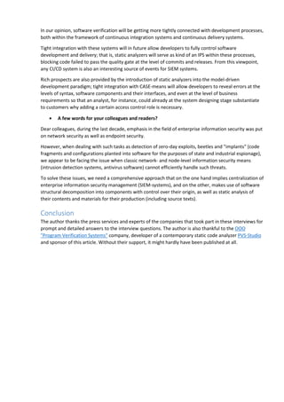 Three Interviews About Static Code Analyzers | PDF | Web Development | Internet