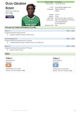 Dudu Gbubemi Kenny (1989) - CV | PDF