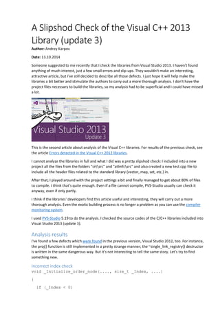 A Slipshod Check of the Visual C++ 2013 Library (update 3) | PDF