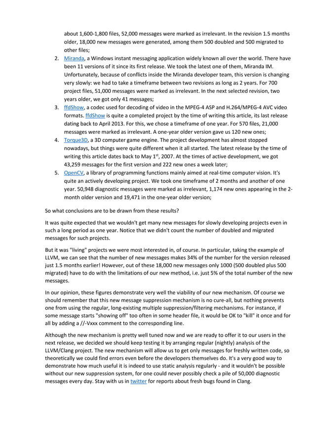 PVS-Studio's New Message Suppression Mechanism | PDF | Web Development | Internet