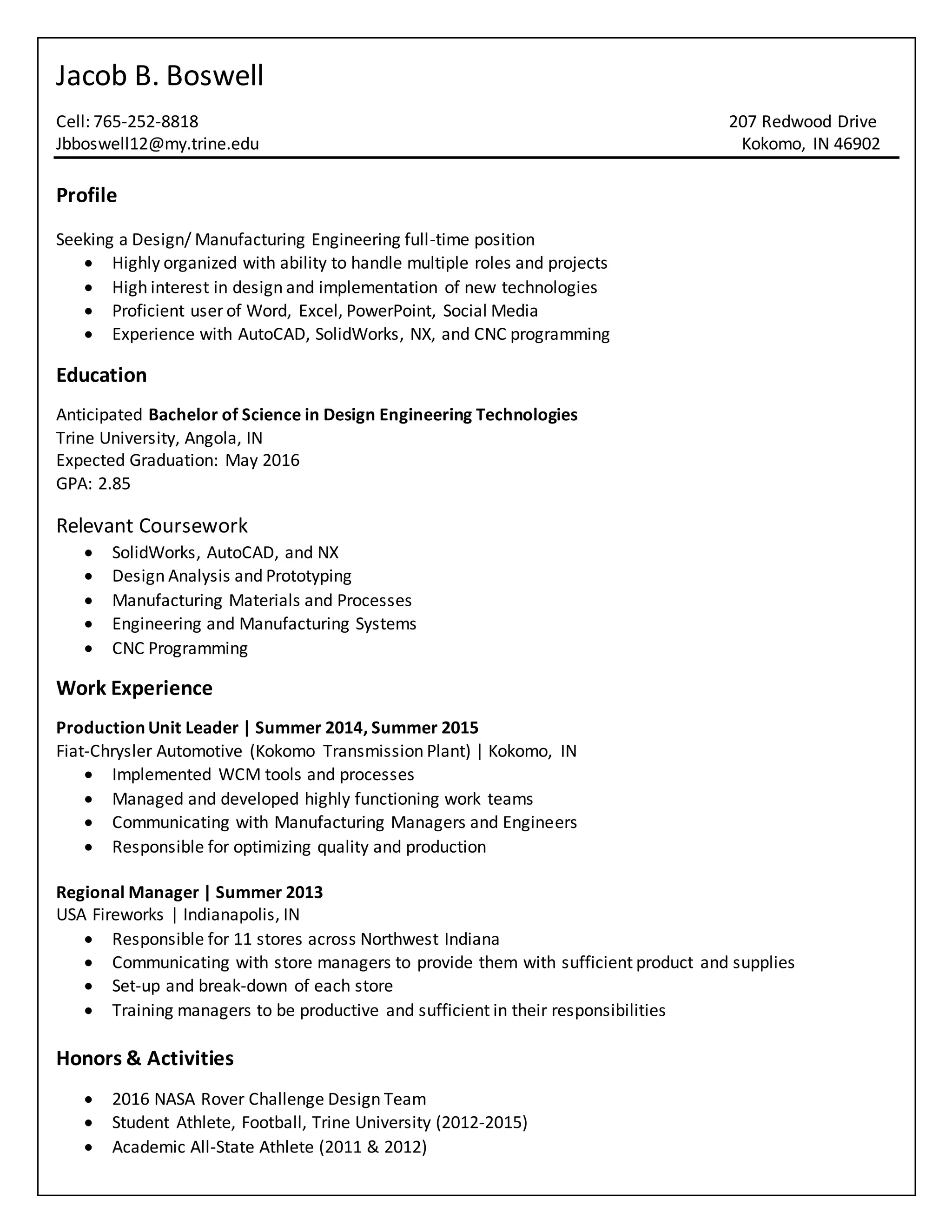 Jacob Boswell Resume | PDF