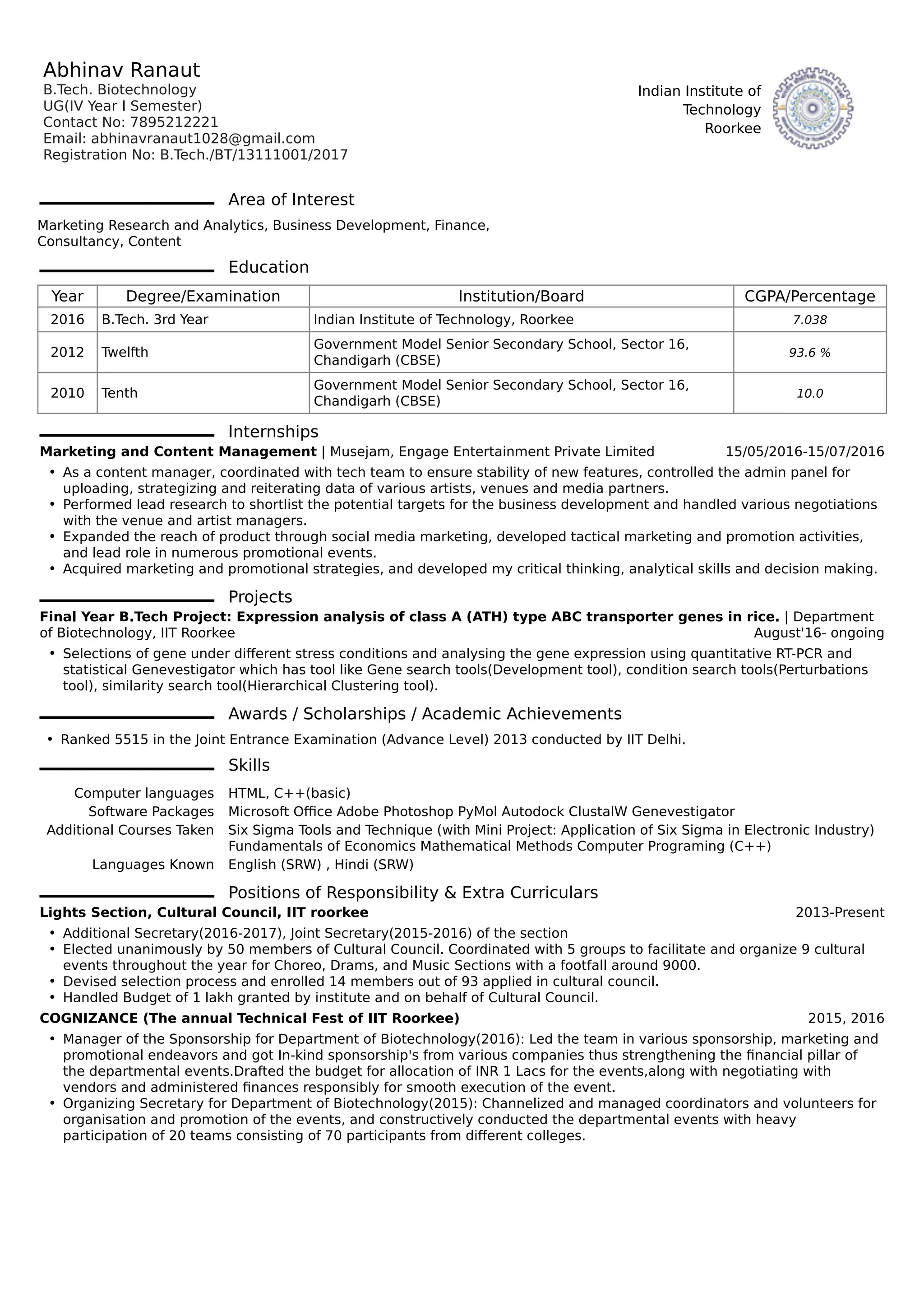 Resume_Abhinav_13111001_IITR | PDF
