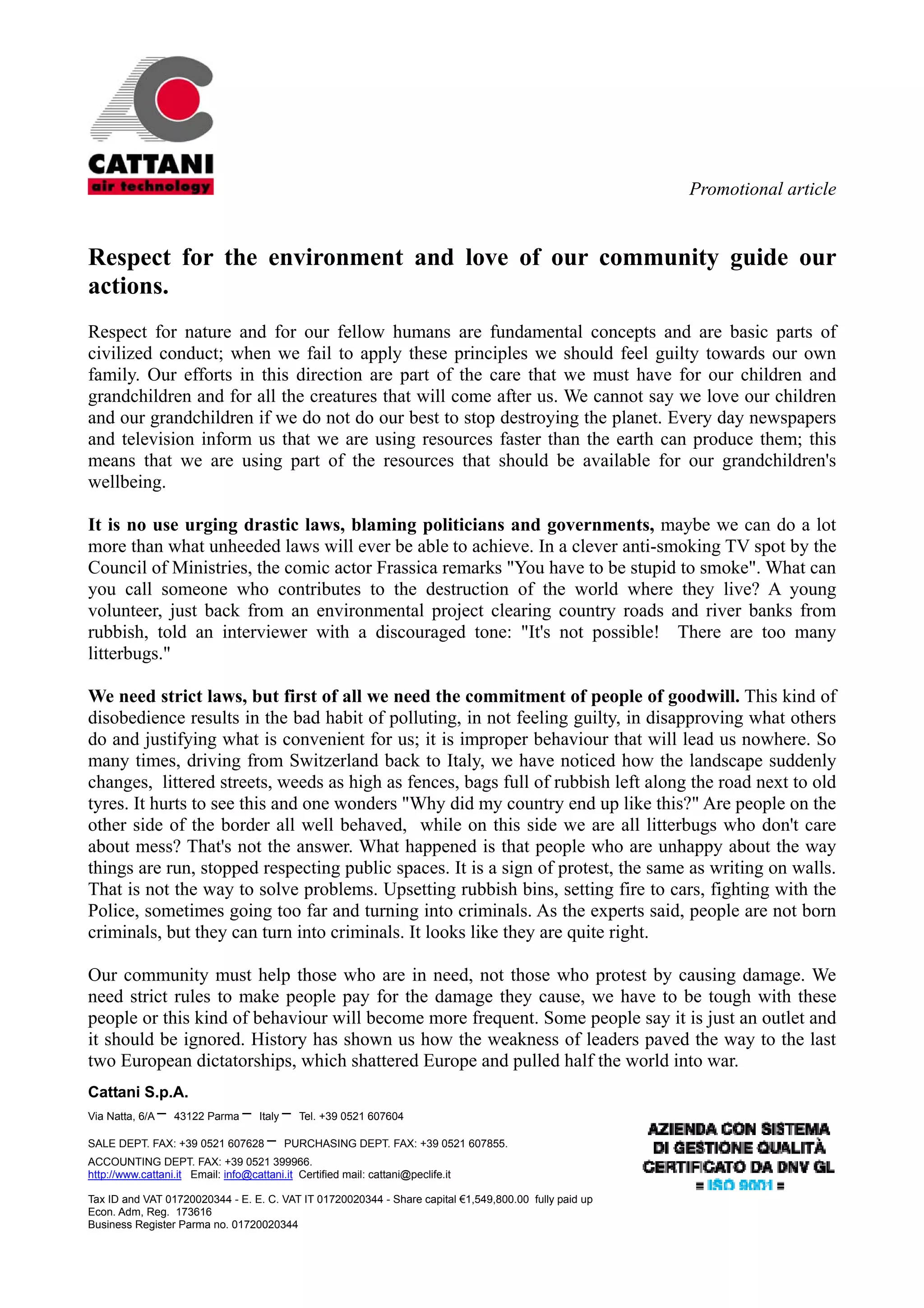 Respect for the environment | PDF
