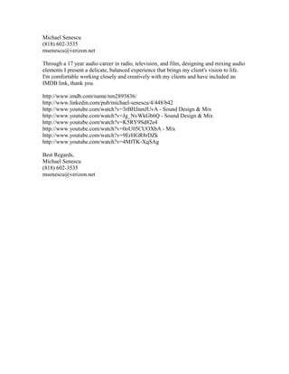 Michael Senescu Cover Letter | DOC