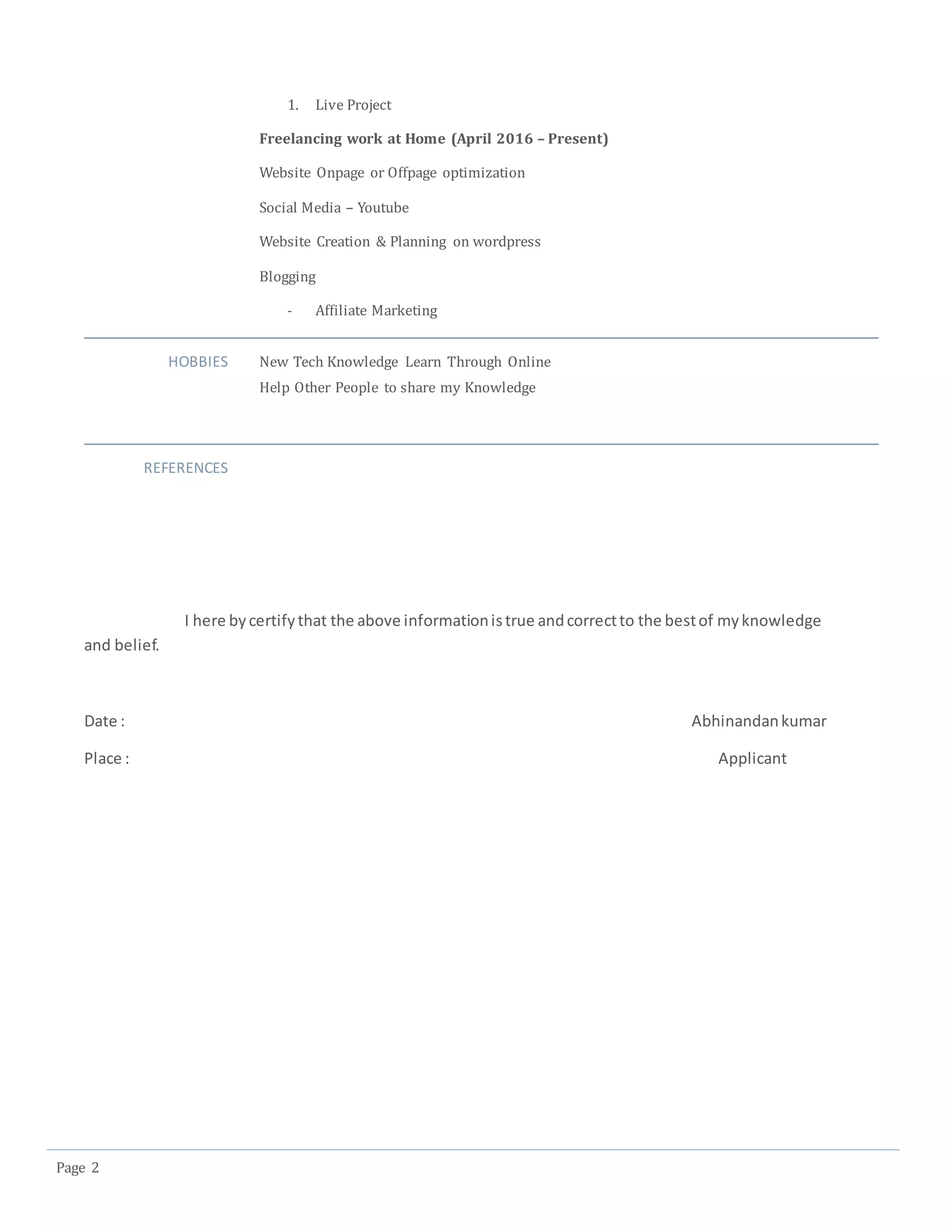 Abhinandan kumar Resume | DOCX