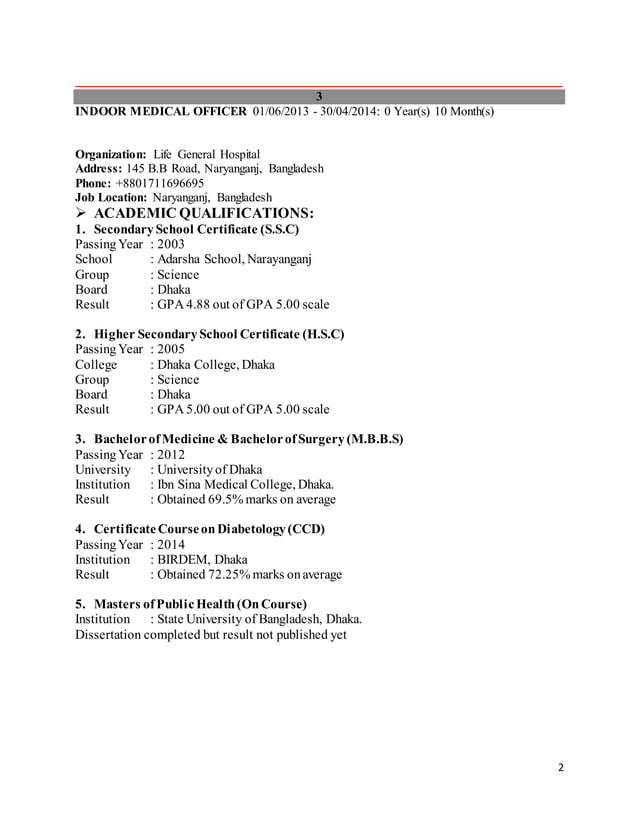 CV of DR. MD RIASAT AZIM | DOCX | Diabetes | Diseases and Conditions
