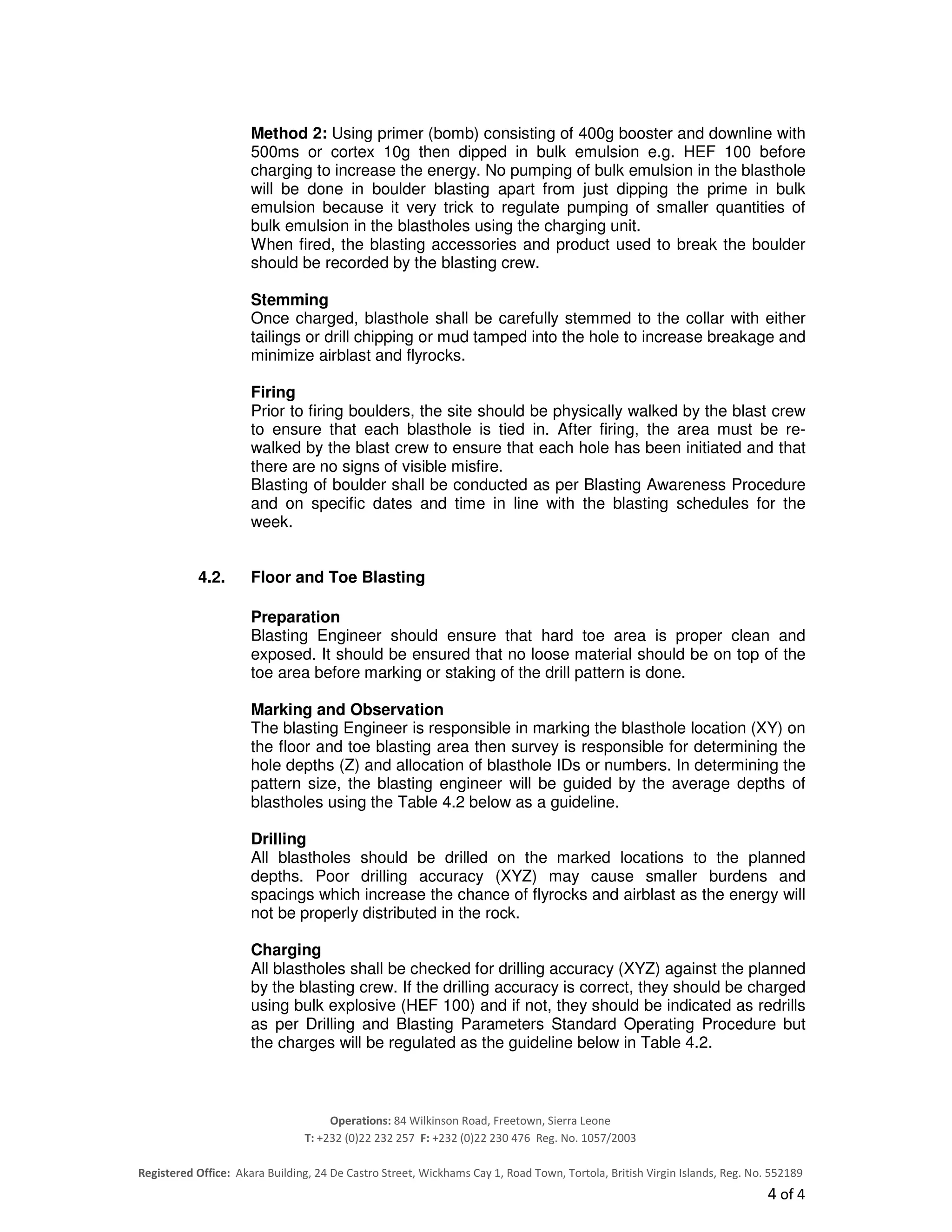 Secondary Blasting Standard Operating Procedure | PDF