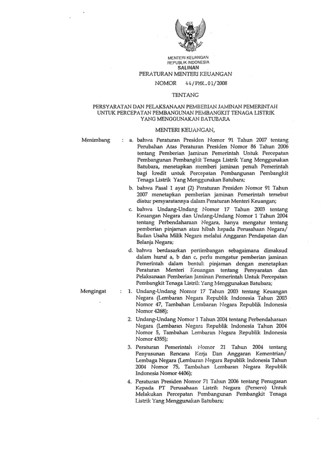 PMK Nomor 44 Tahun 2008 | PDF