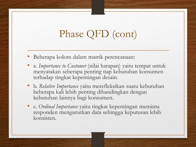 Konsep Desain Pengembangan Kualitas Produk (Quality Function Deployment ...