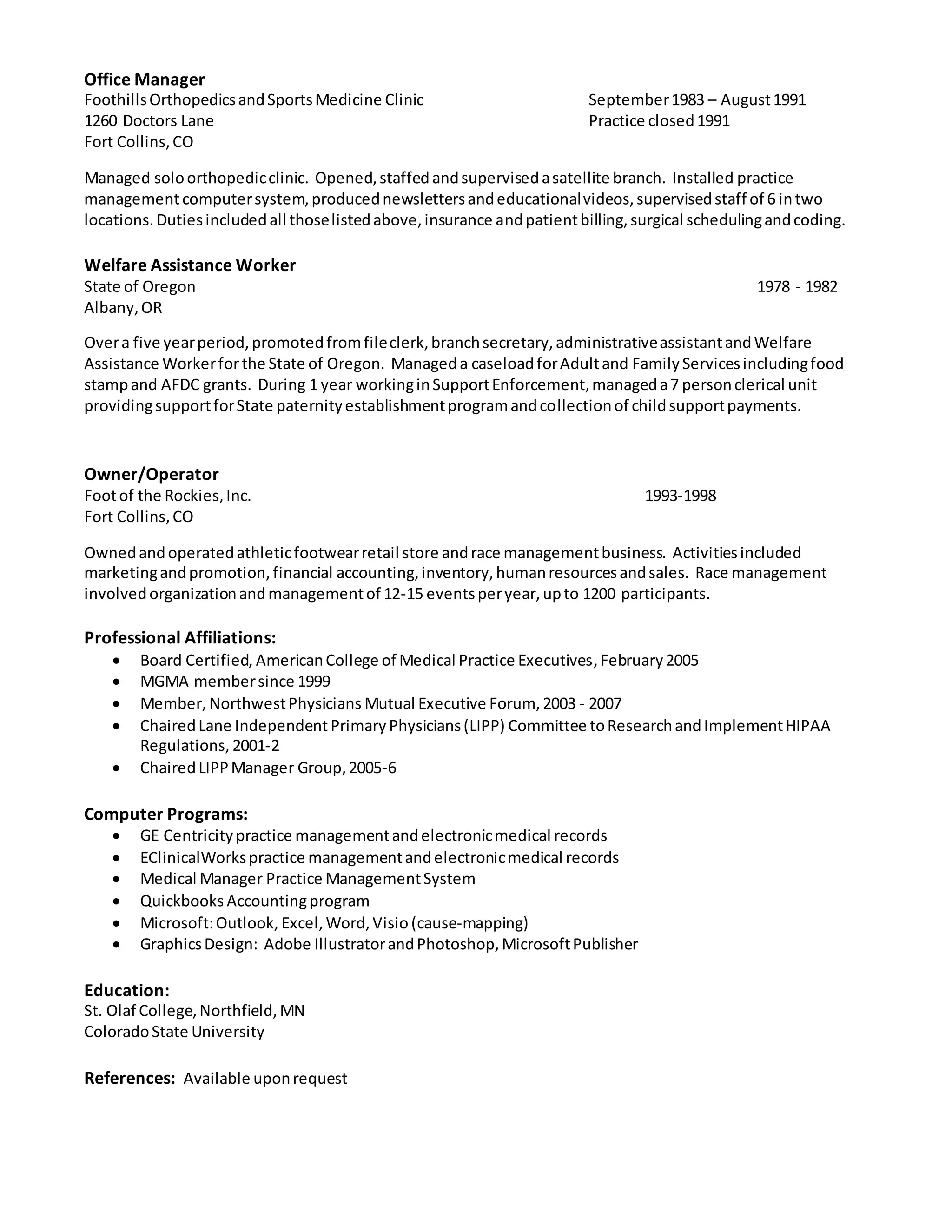 CV Janet Madrone | DOCX | Healthcare Industry | Industries