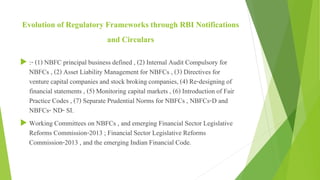REGULATORY FRAMEWORK FOR NBFCs in India | PPTX