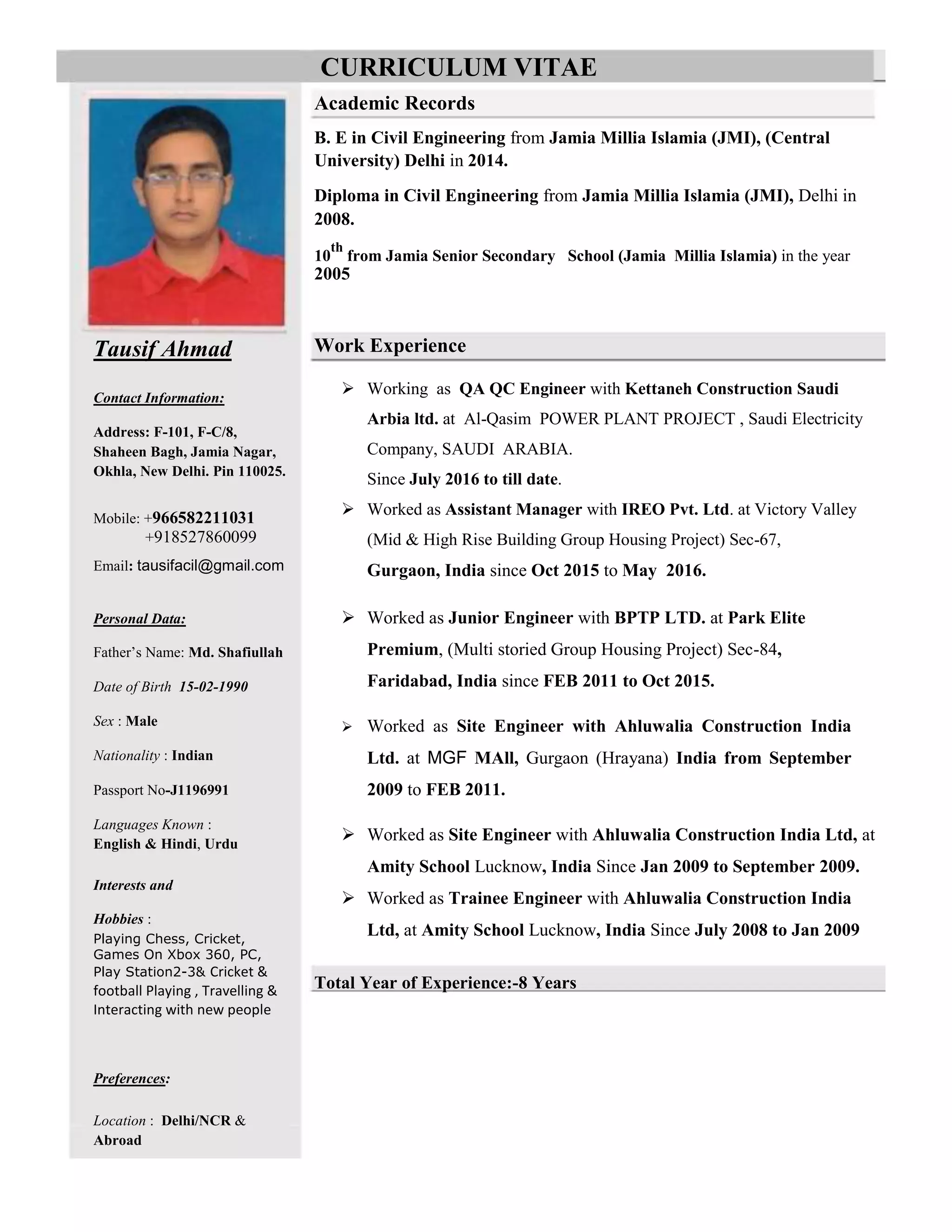 Tausif new cv | PDF