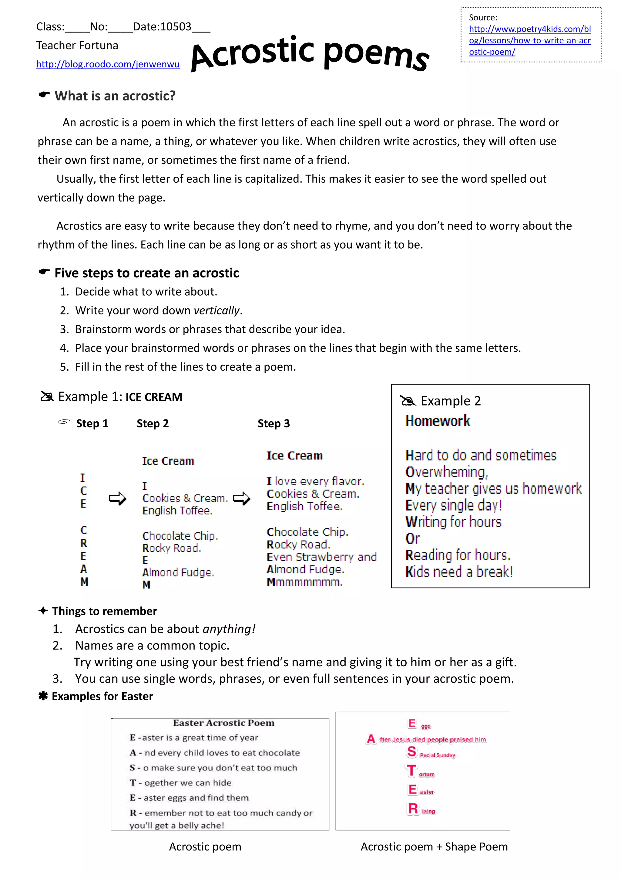 02 acrostic poems easter | PDF