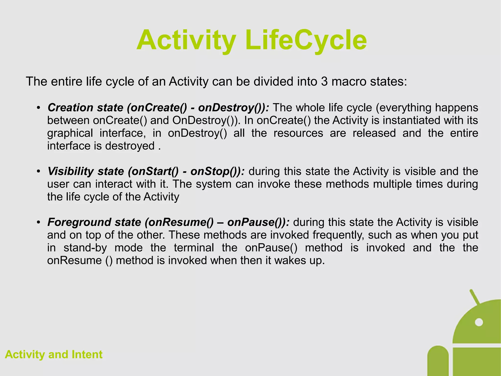 Android App Development - 02 Activity and intent | ODP