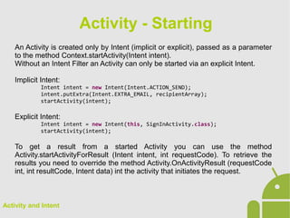 Android App Development - 02 Activity and intent | PPT