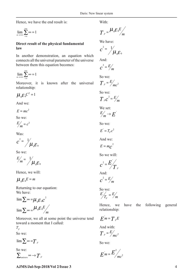 New Linear System in Fundamental Physics - Realization of a New Linear System Explaining the ...
