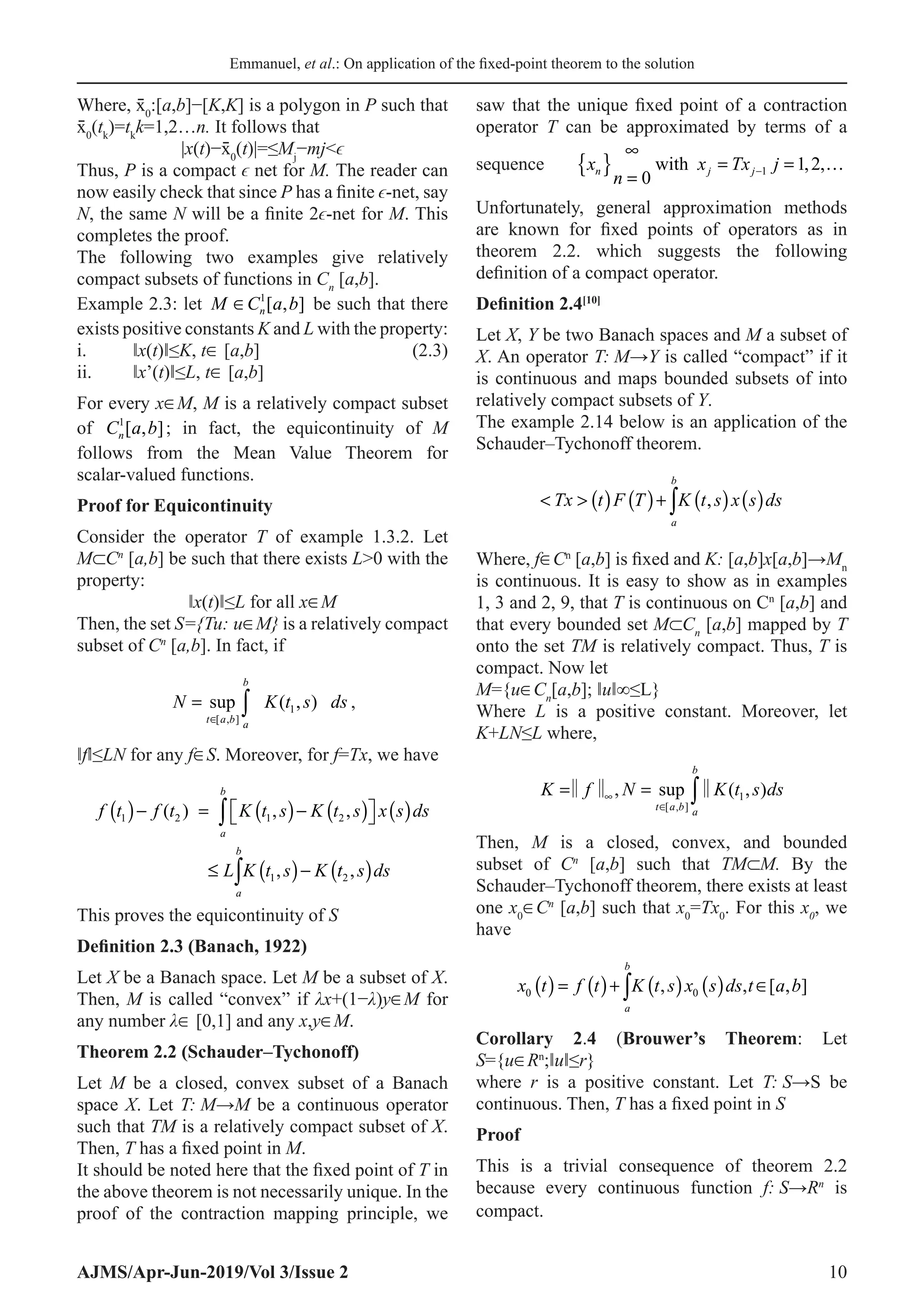 On Application of the Fixed-Point Theorem to the Solution of Ordinary Differential Equations | PDF