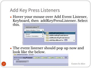 Game Making in Alice - Coding Preview: "Eat the Banana" Game | PPTX ...