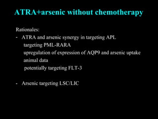 Breakthroughs in the treatment of acute promyelocytic leukemia: curable ...
