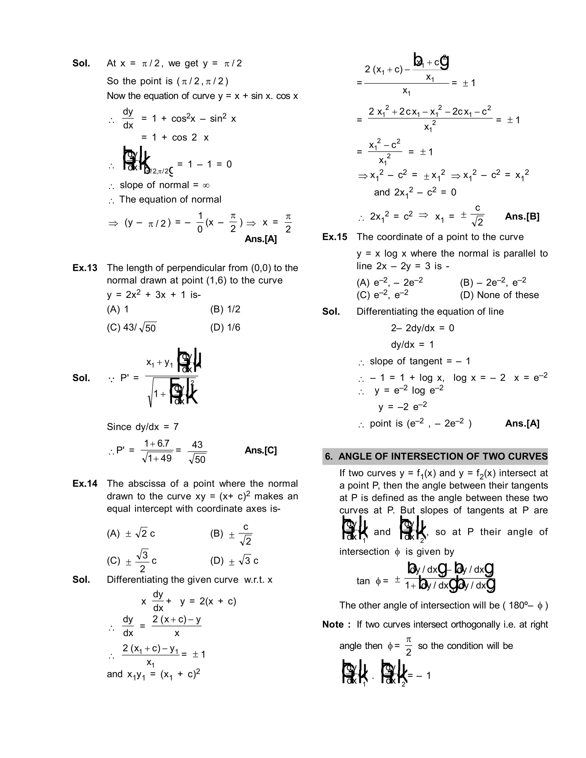 02application Of Derivative 1 Tangent Normal 1 Module 4 Pdf