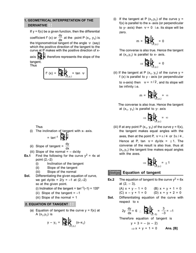 02application Of Derivative 1 Tangent And Normal ~1 Module 4 Pdf