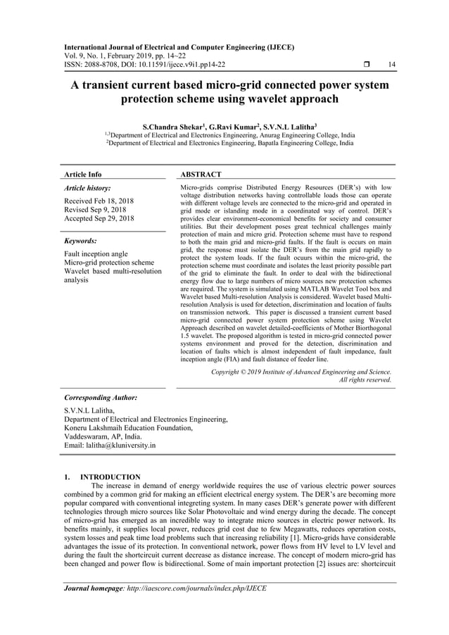 A transient current based micro grid connected power system protection scheme using wavelet ...