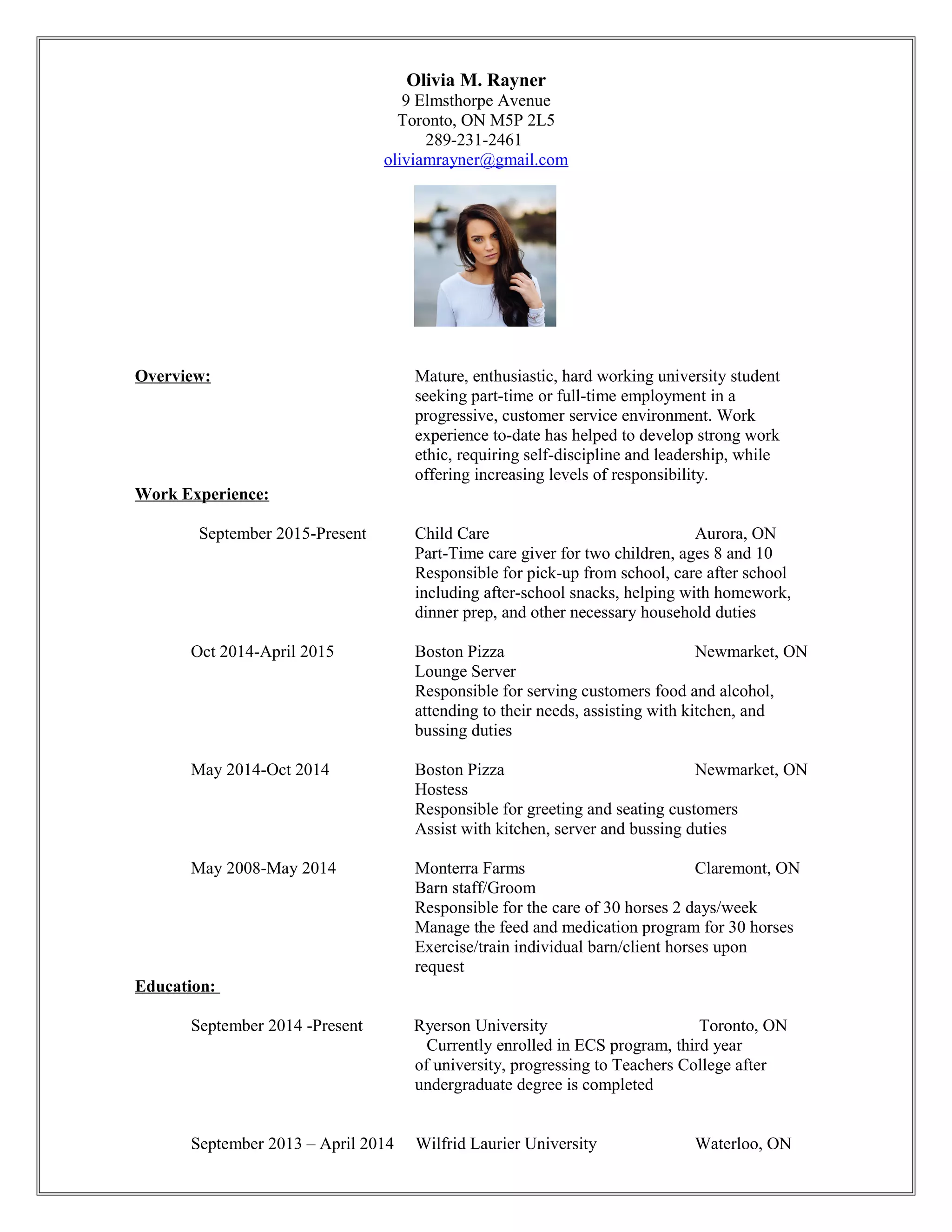Olivia-Rayner-Resume-2016 | PDF