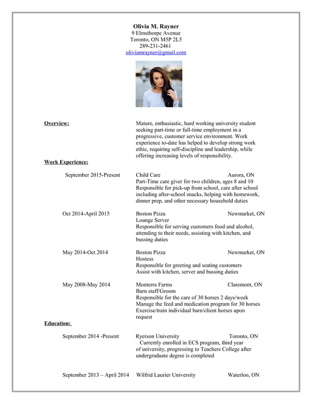 Olivia-Rayner-Resume-2016 | PDF