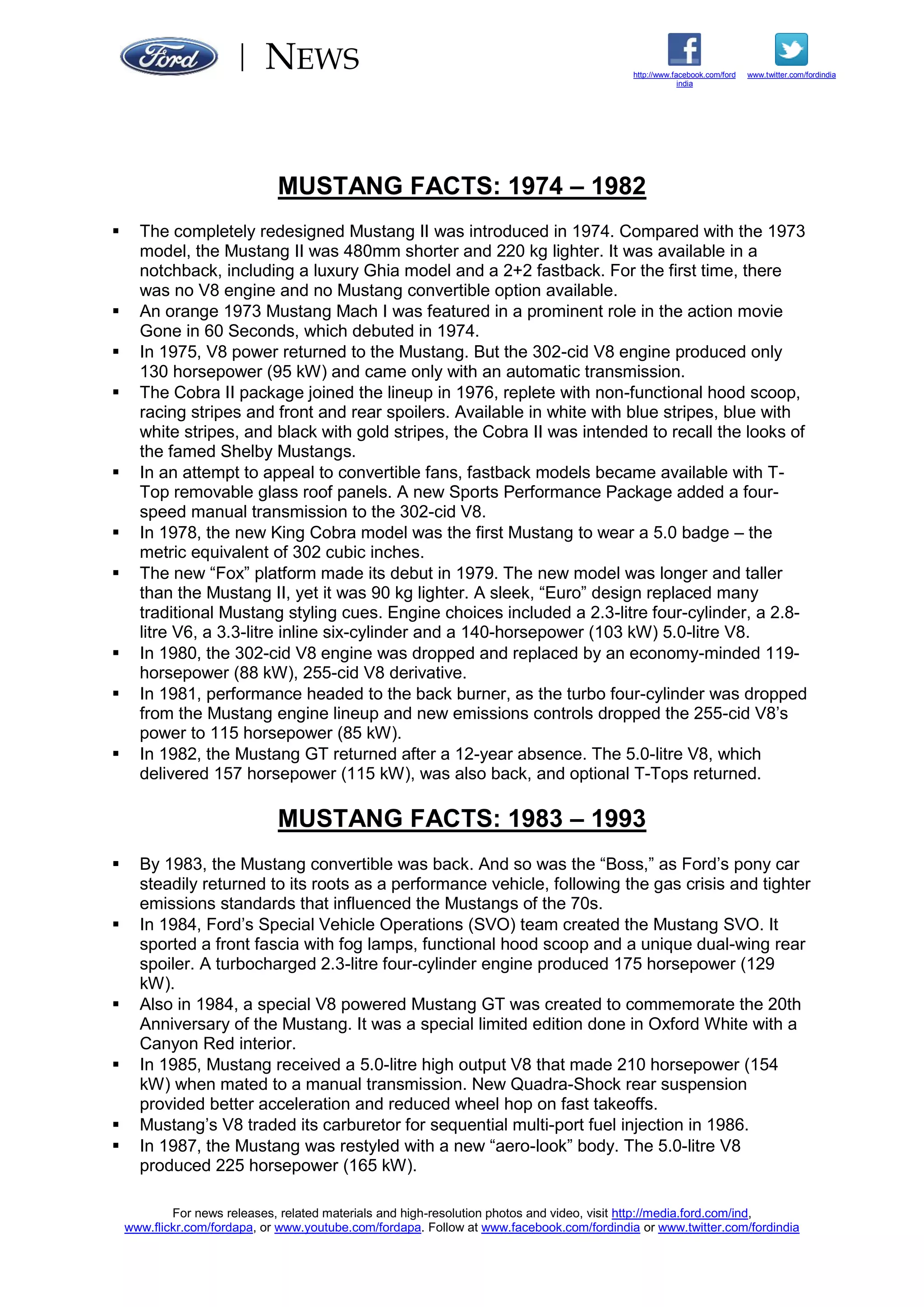 Ford Mustang Background Facts | PDF