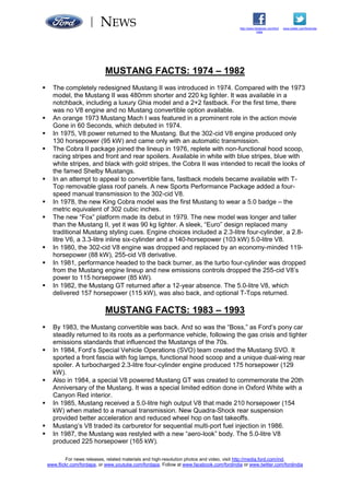 Ford Mustang Background Facts | PDF